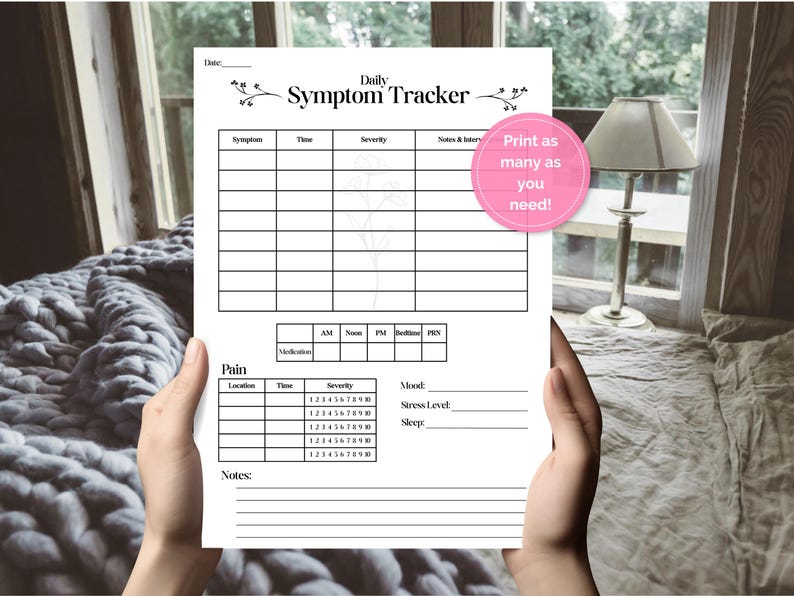 Health & Symptom Tracker Printable PDF | Daily, Weekly, Monthly Planner ...