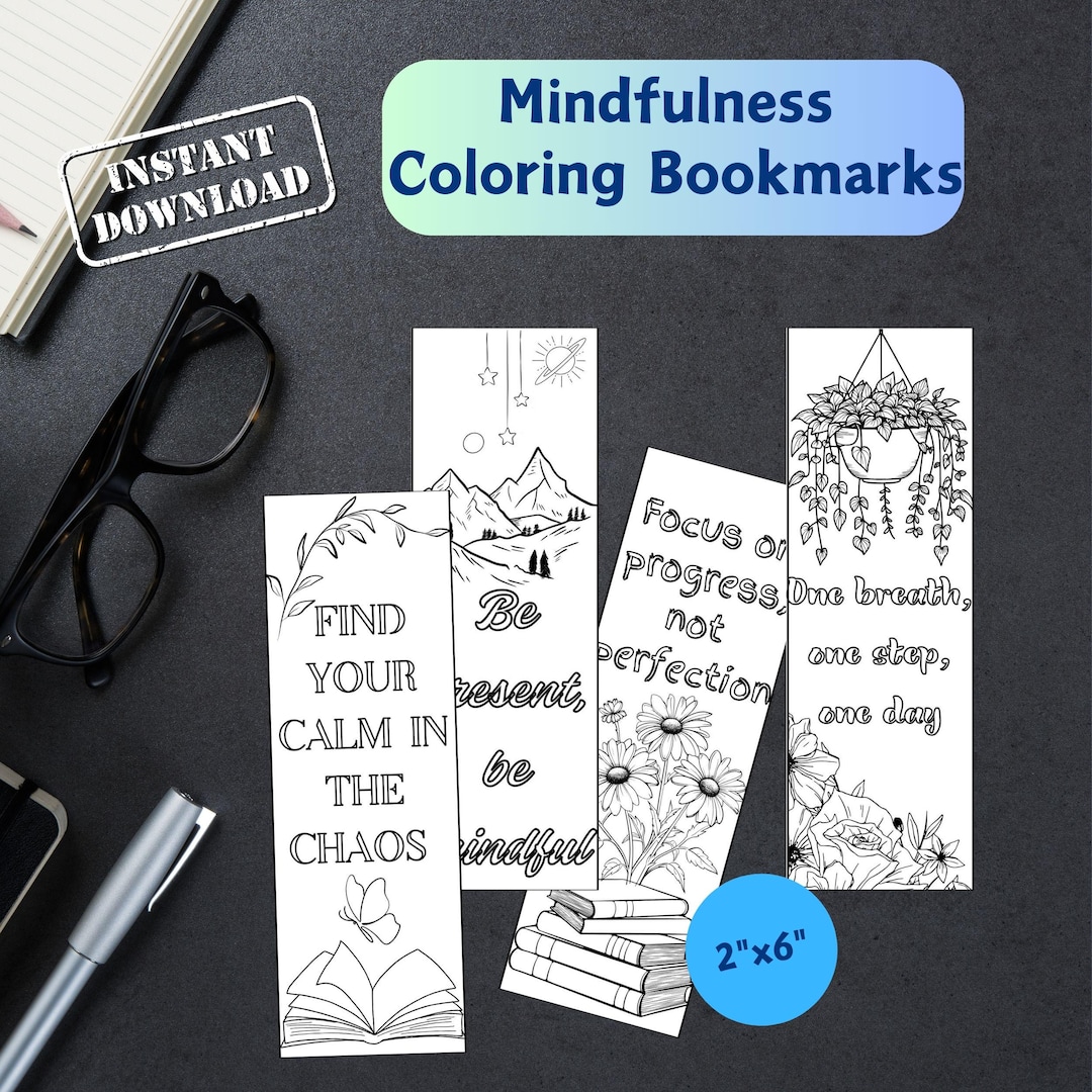 Printable Mindfulness Coloring Bookmarks - Etsy