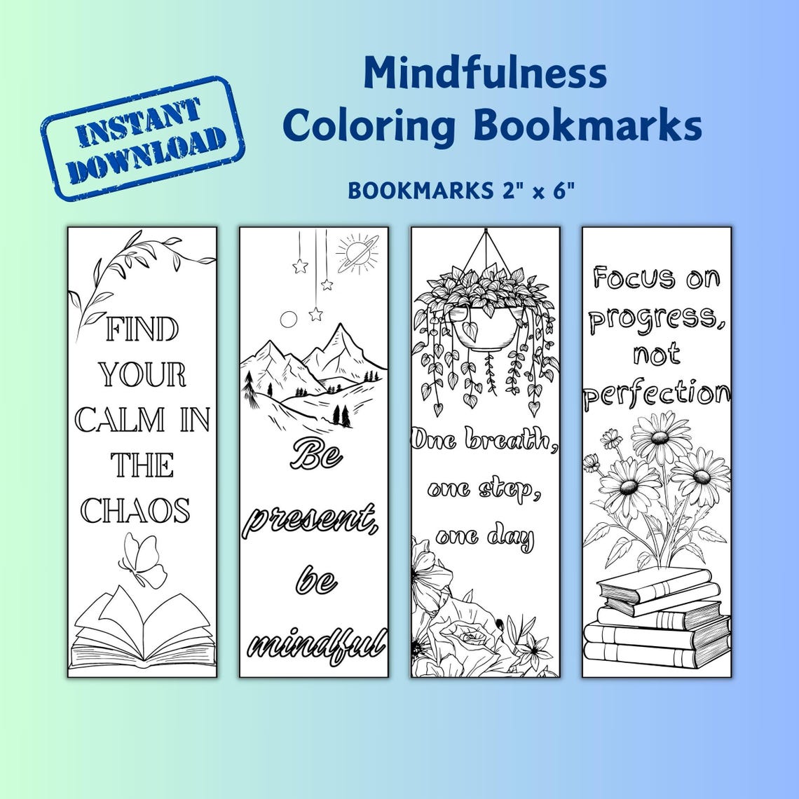 Printable Mindfulness Coloring Bookmarks - Etsy