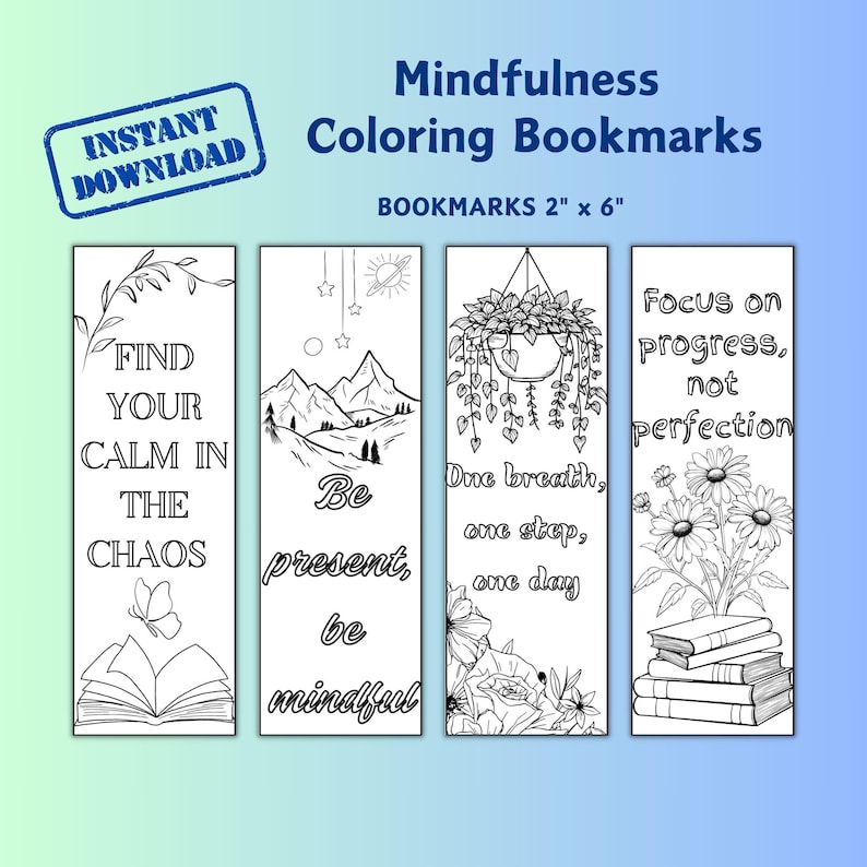 Printable Mindfulness Coloring Bookmarks - Etsy