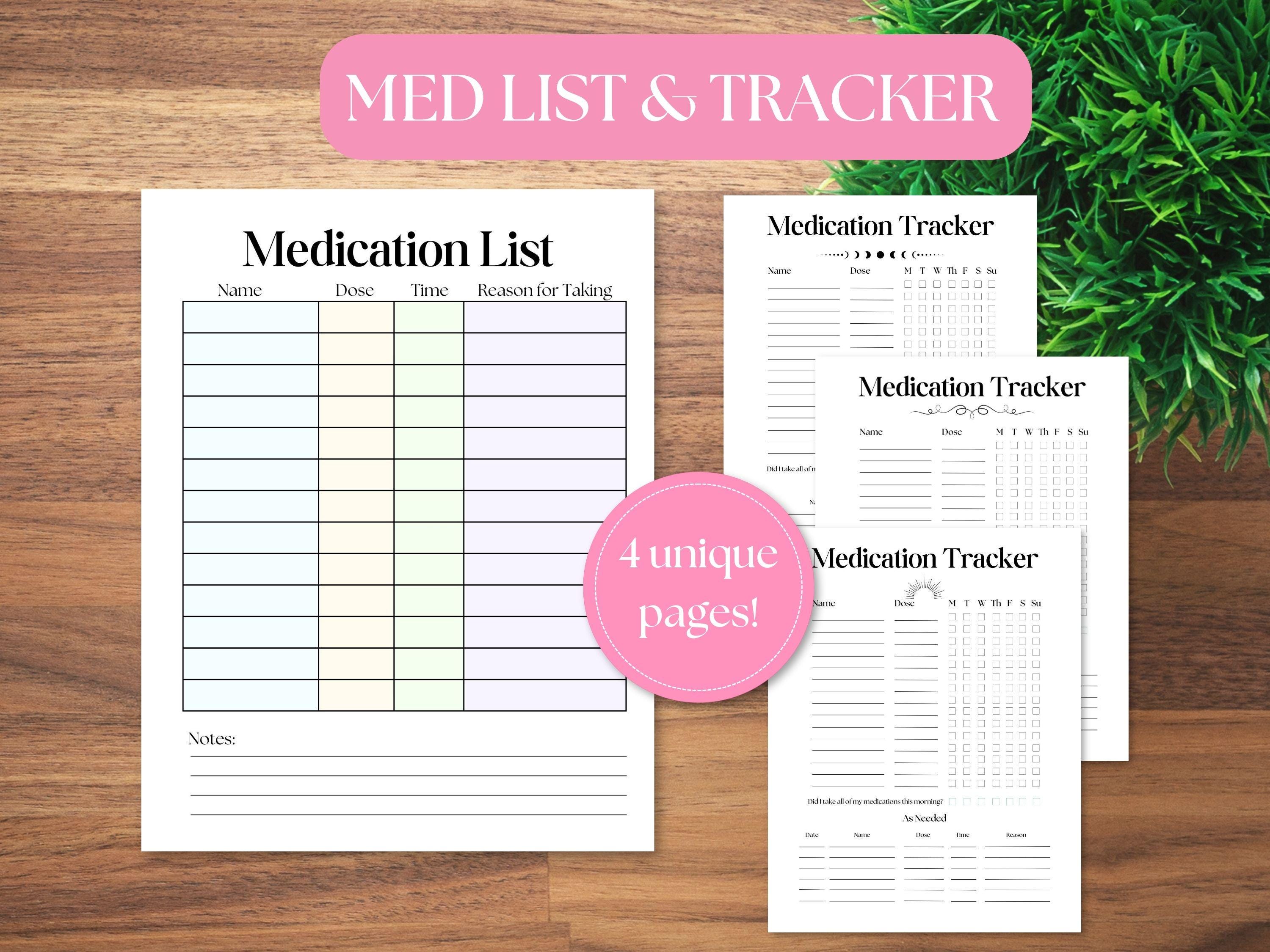 Printable Medication Tracker: Daily Med List & Schedule (instant ...