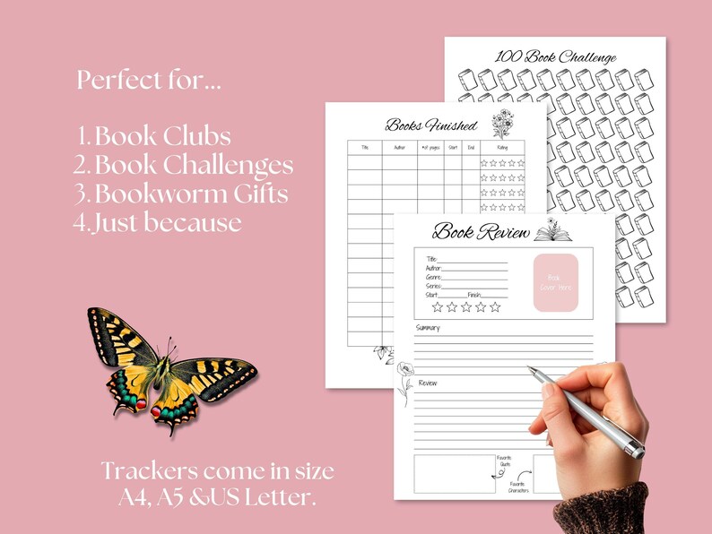 Printable Reading Journal 2025: Book Review Tracker (PDF) - Etsy