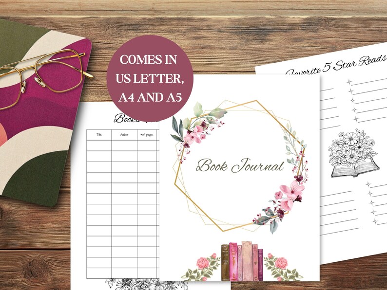 Printable Reading Journal 2025: Book Review Tracker (PDF) - Etsy