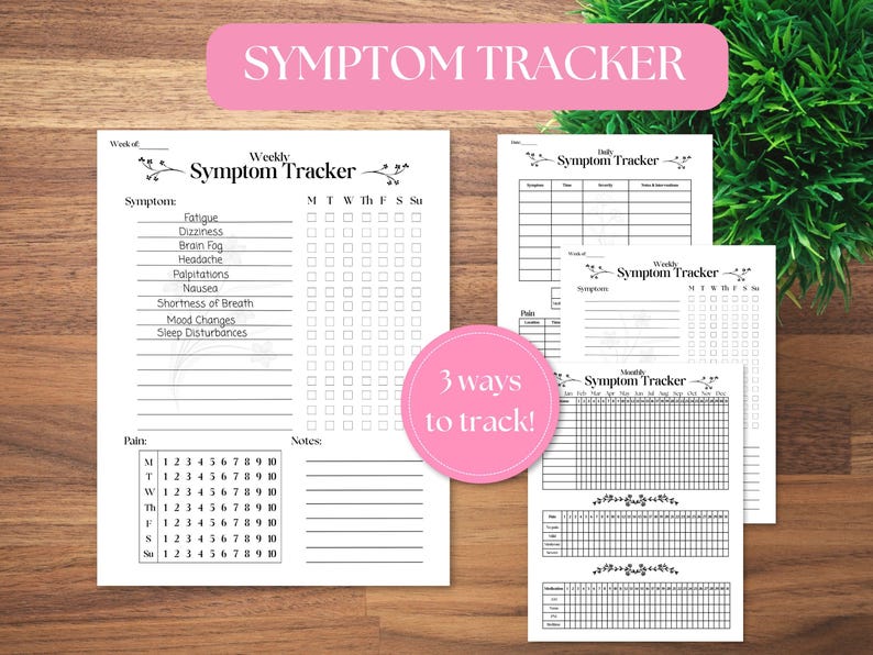 Symptom & Medication Tracker Bundle: Printable Health Log (PDF Download ...