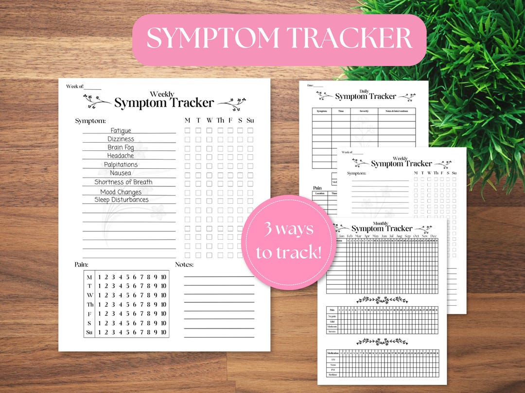 Health & Symptom Tracker Printable PDF | Daily, Weekly, Monthly Planner ...