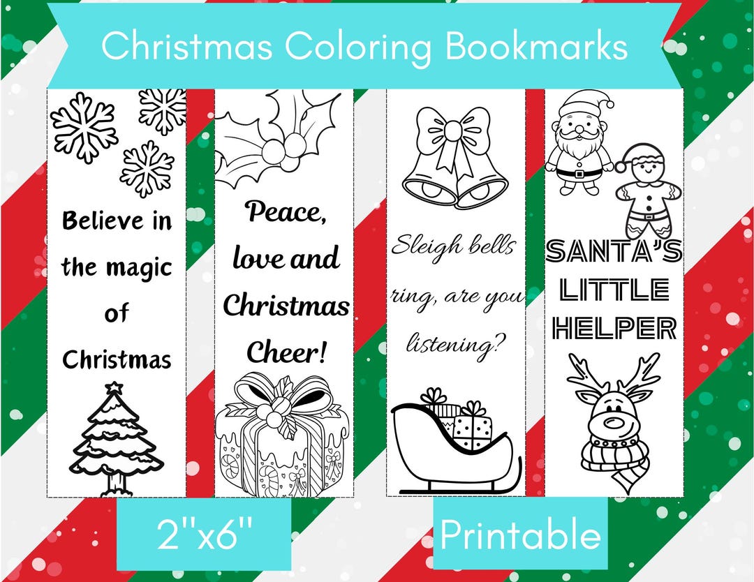 Printable Christmas Holiday Coloring Bookmarks for Kids or Classroom - Etsy