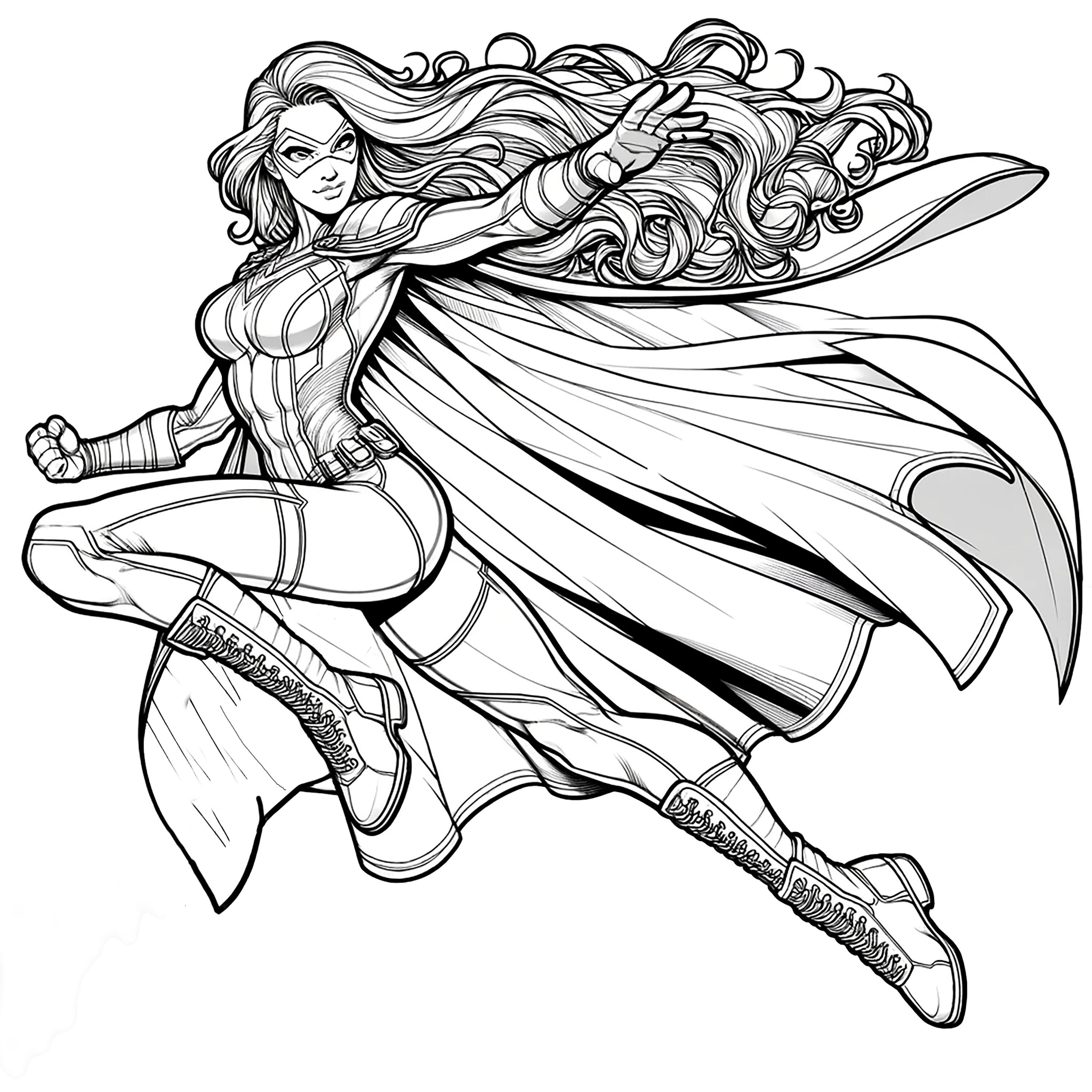 Women Superheroes superheroines Coloring Pages for Adults. Grayscale ...