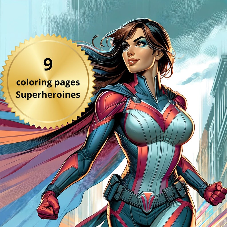Women Superheroes superheroines Coloring Pages for Adults. Grayscale ...