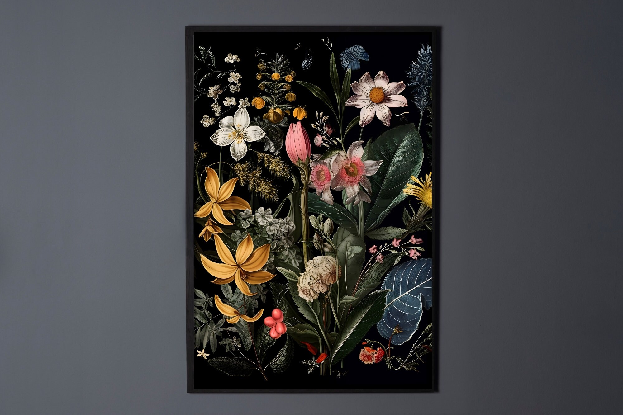 Botanical Floral Print - Wall Art - Digital Download (5 Files) - Etsy