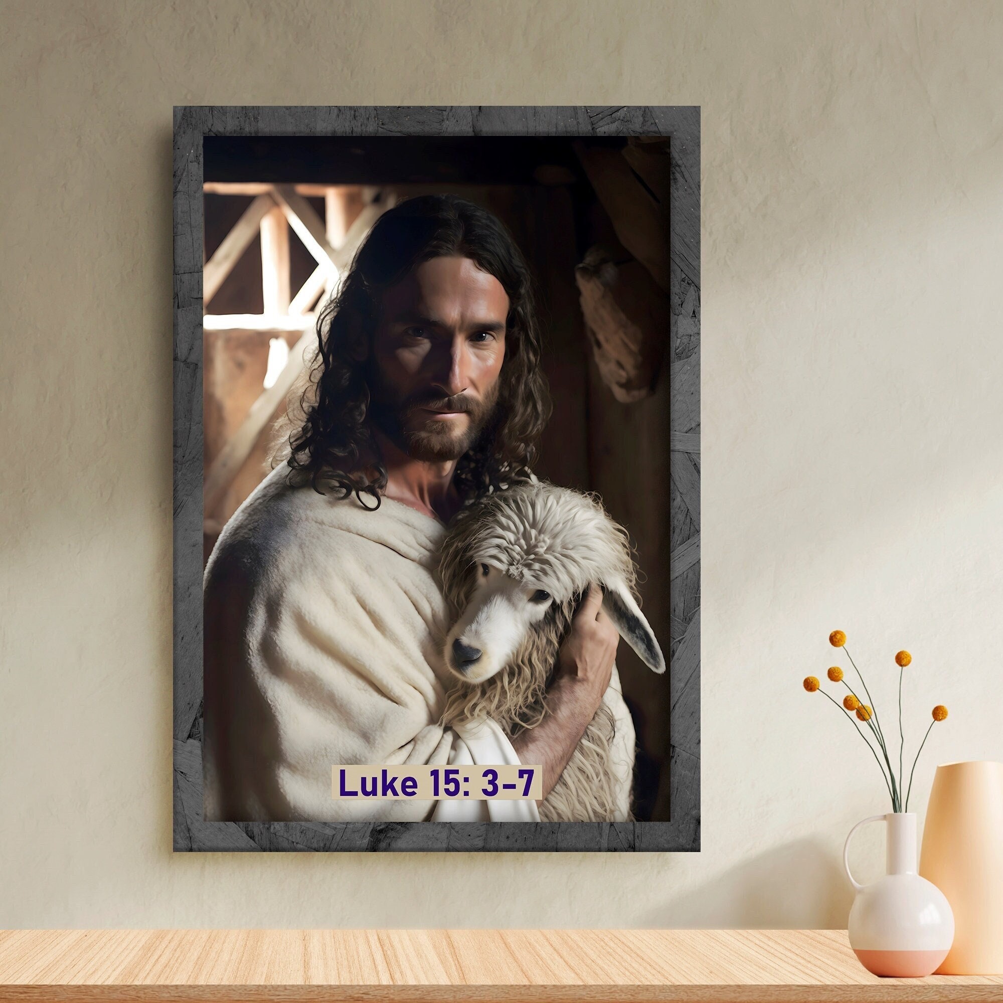 Jesus Christ Portrait - "luke 15: 3-7 (parable of the Lost Sheep ...