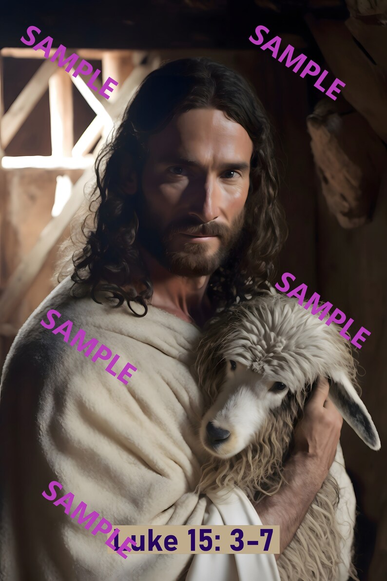 Jesus Christ Portrait - "luke 15: 3-7 (parable of the Lost Sheep ...