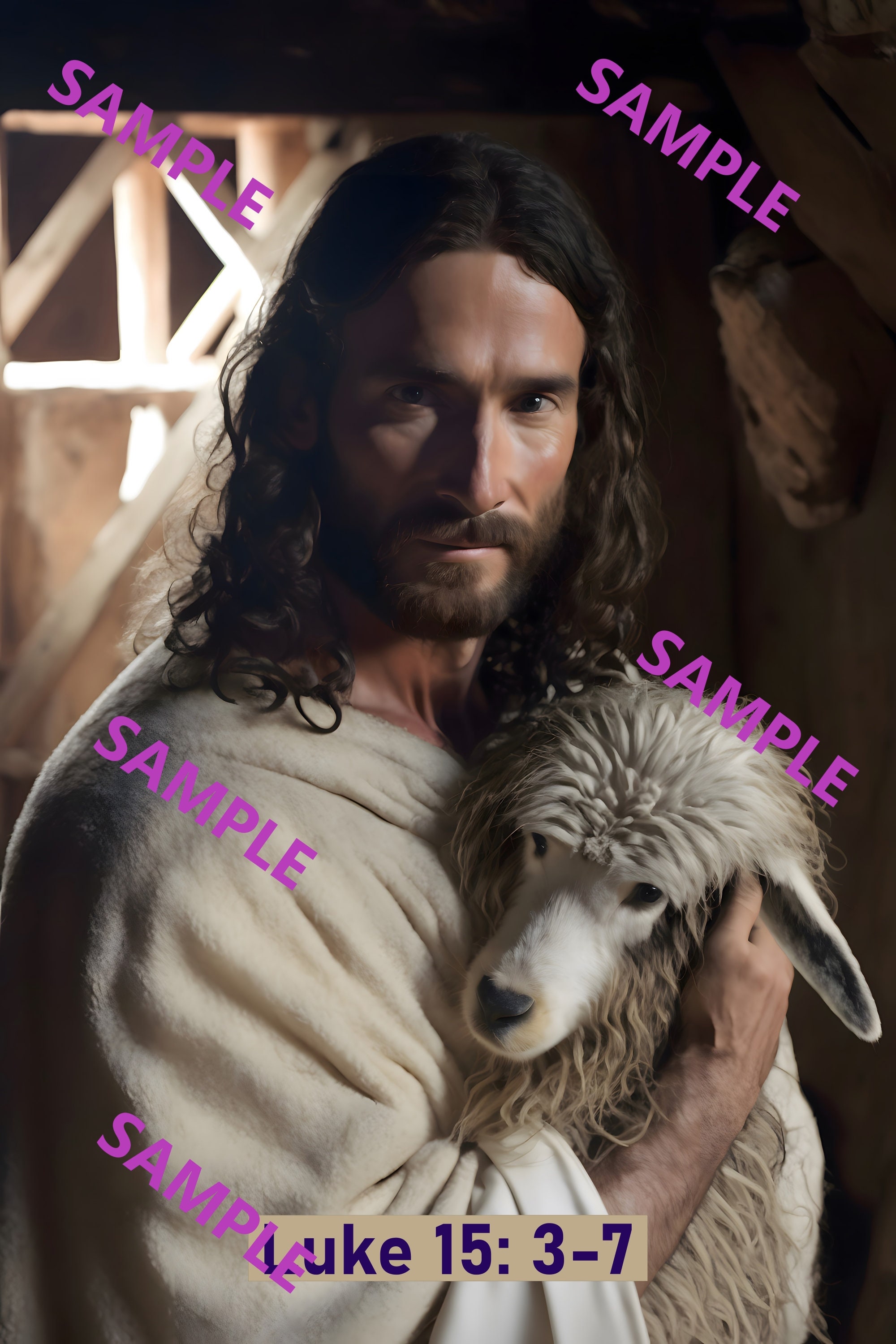 Jesus Christ Portrait - "luke 15: 3-7 (parable of the Lost Sheep ...