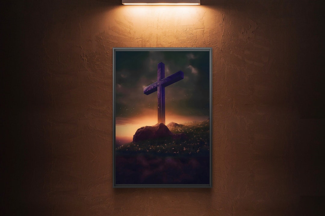 Christian Wall Art - "purple Easter Cross" - Original Digital Art ...