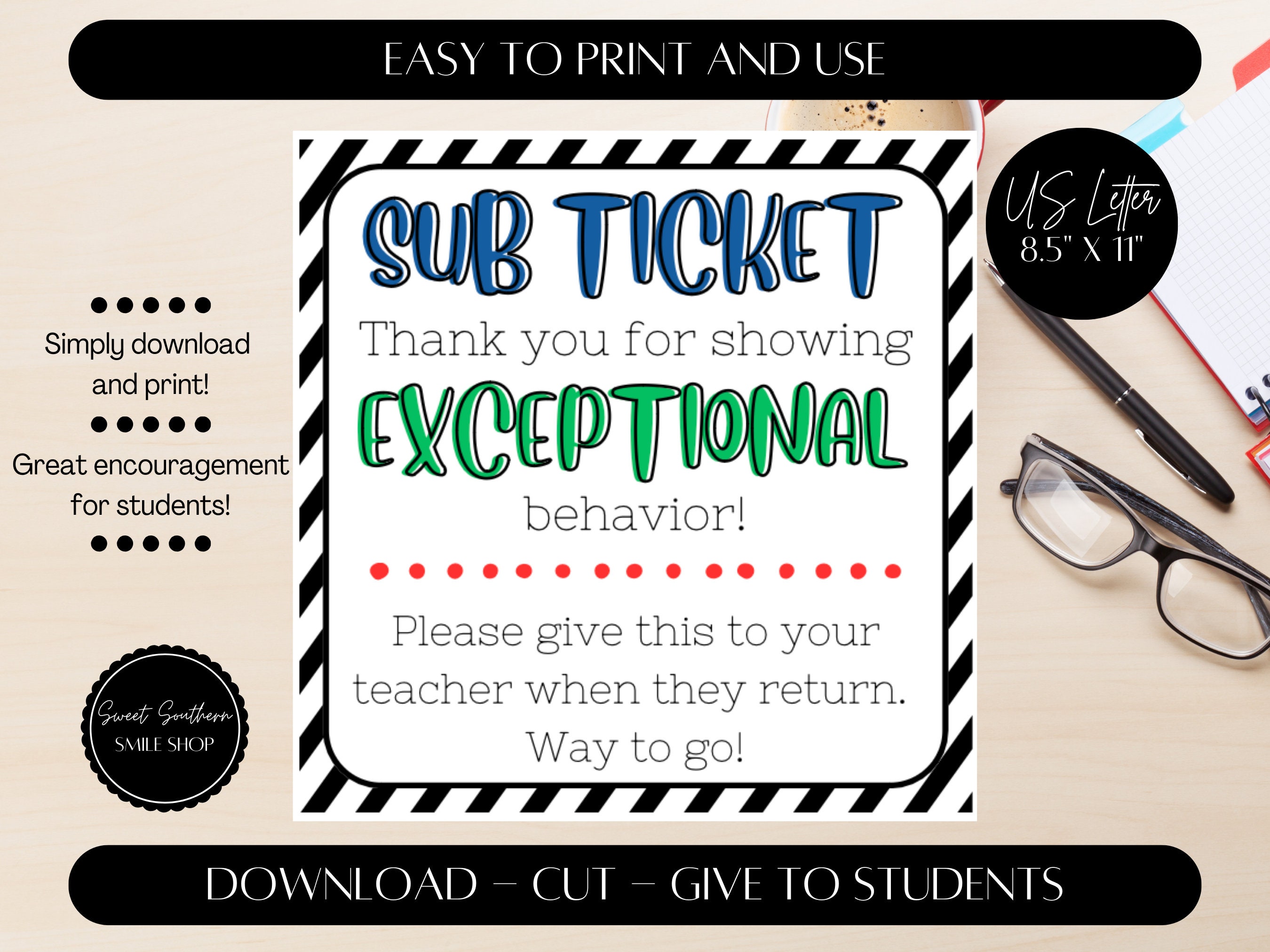 Sub Ticket, Sub Ticket Printable, Parent Communication, Substitute ...