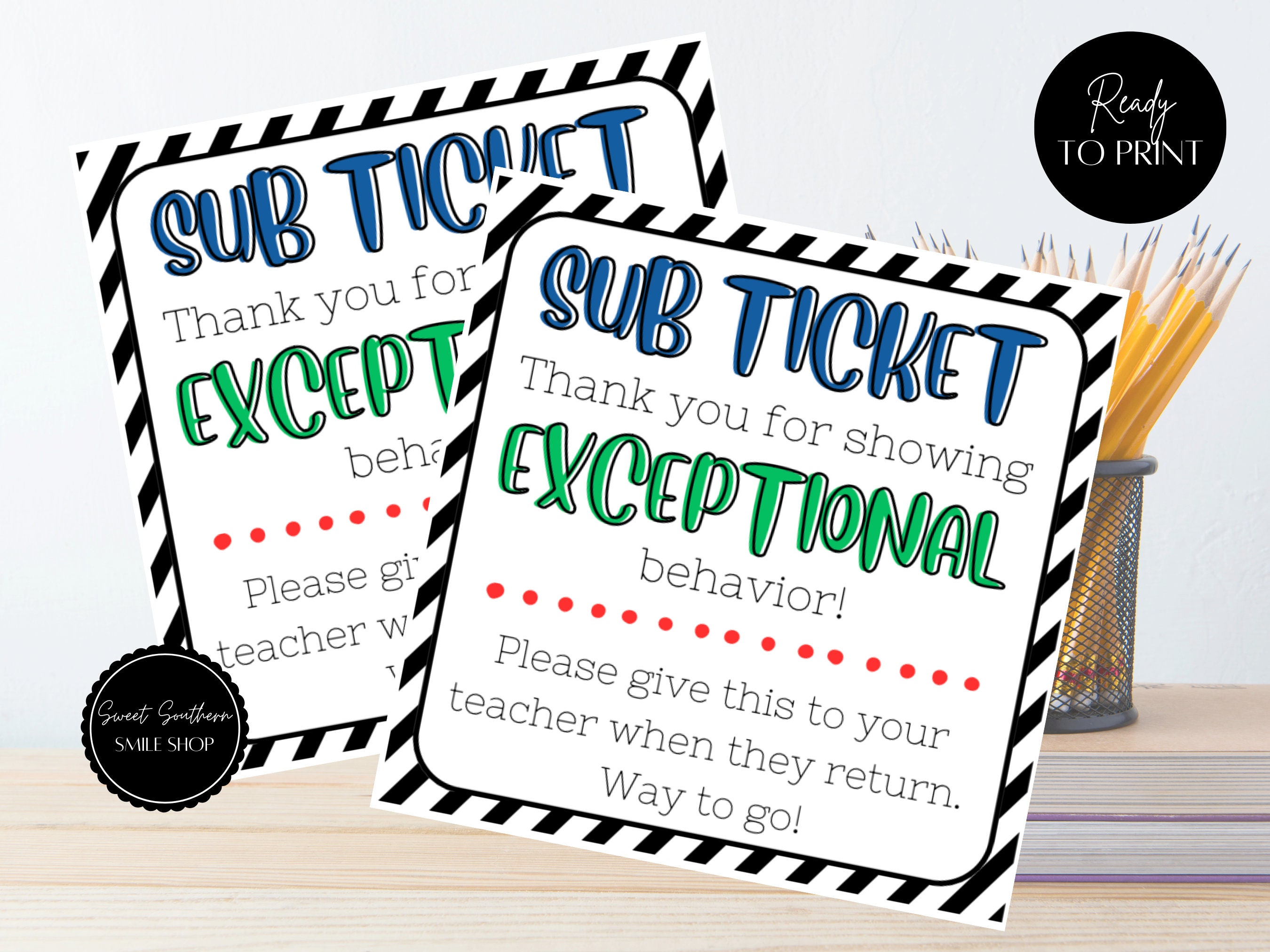 Sub Ticket, Sub Ticket Printable, Parent Communication, Substitute ...