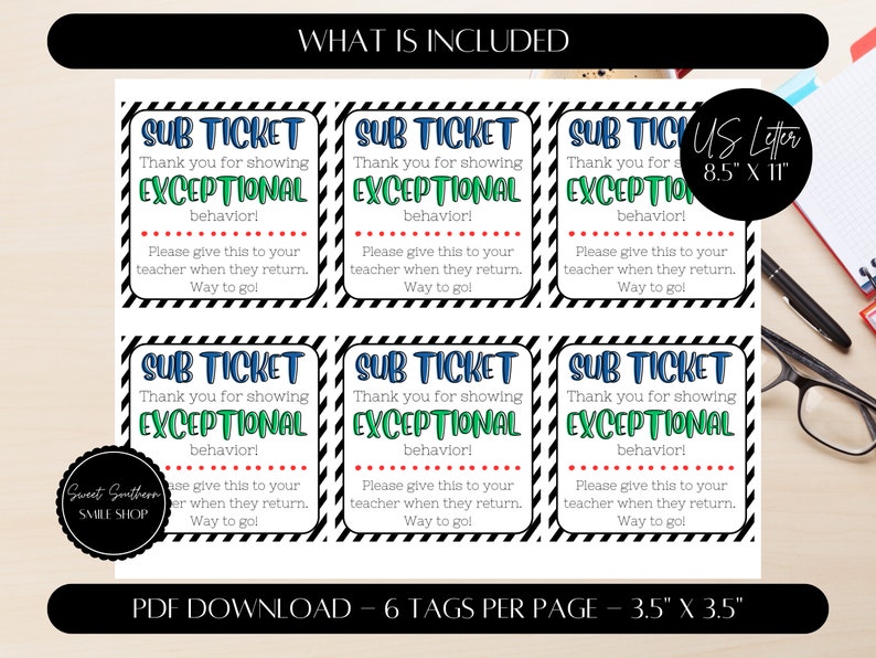 Sub Ticket, Sub Ticket Printable, Parent Communication, Substitute ...