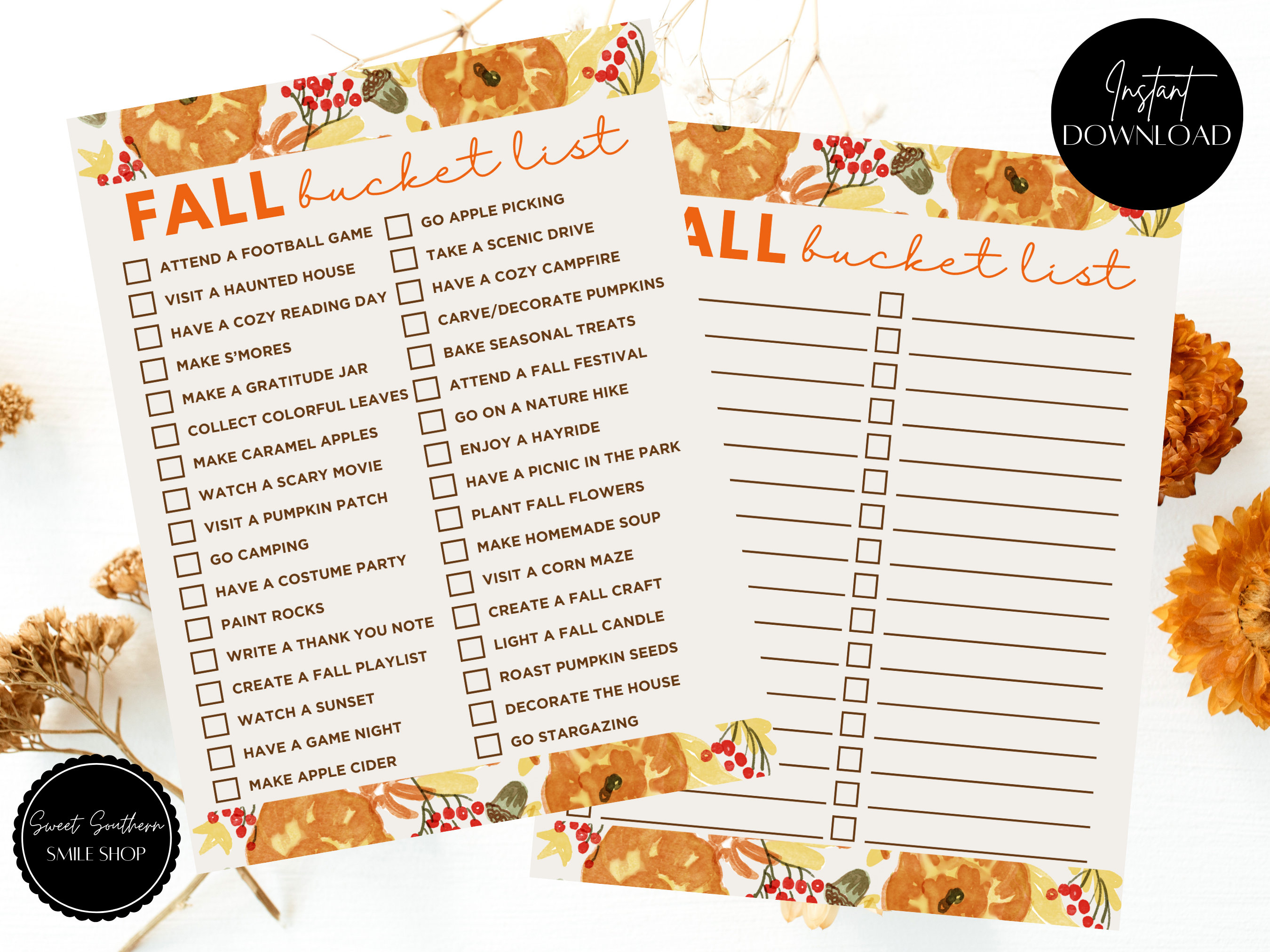 Fall Bucket List Printable Autumn Bucket List Fall - Etsy