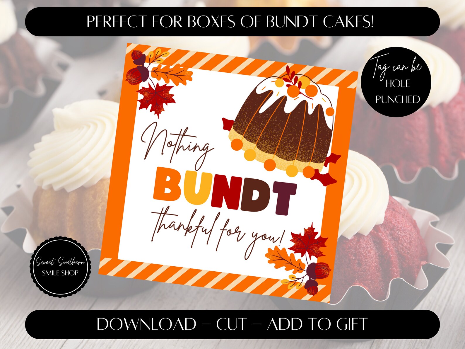Fall Bundt Cake Gift Tag: Thankful Printable (PDF) - Etsy