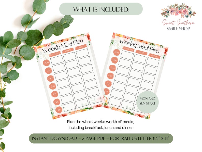 Weekly Meal Planner, Printable Planner, Meal Planner, Meal Tracker ...