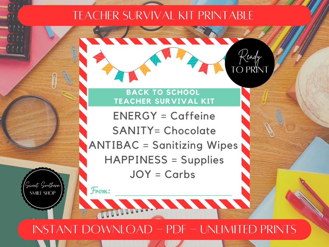 Back to School, Teacher Survival Kit, Teacher Gift Tag, Back to School ...
