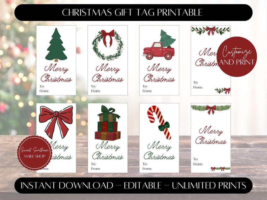 Festive Christmas Gift Tags – Printable Holiday Designs (digital ...