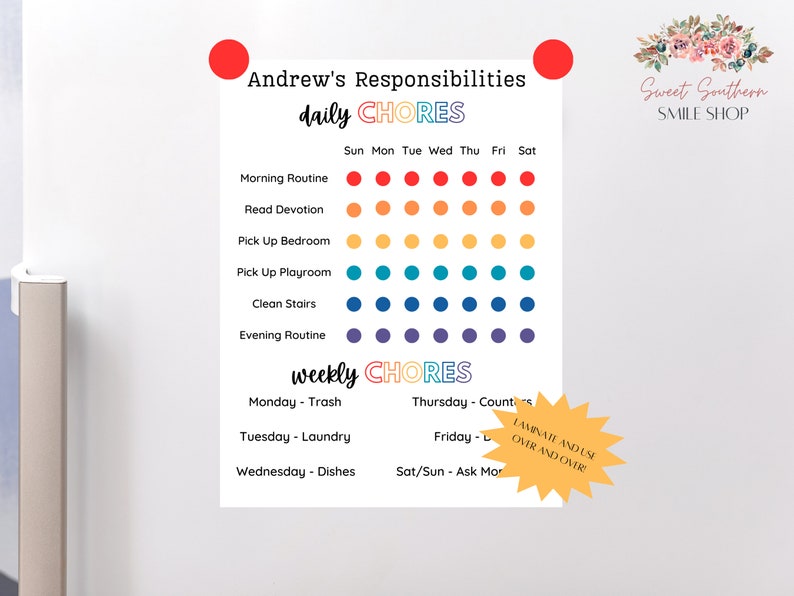 Chore Chart for Kids, Editable, Instant Download, Chore Chart and ...