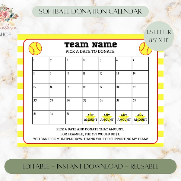 Softball Raffle Template - Etsy