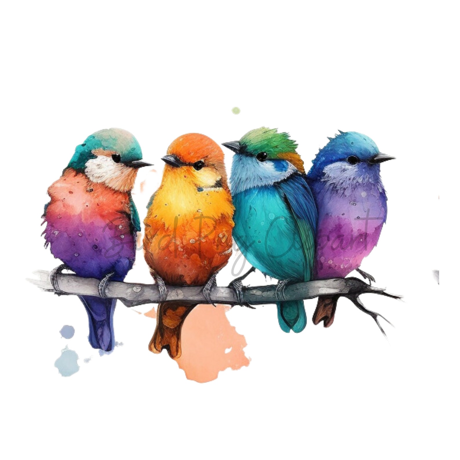 Bird Png, Colorful Cute Bird Sitting on a Tree Branch,birds Clipart ...