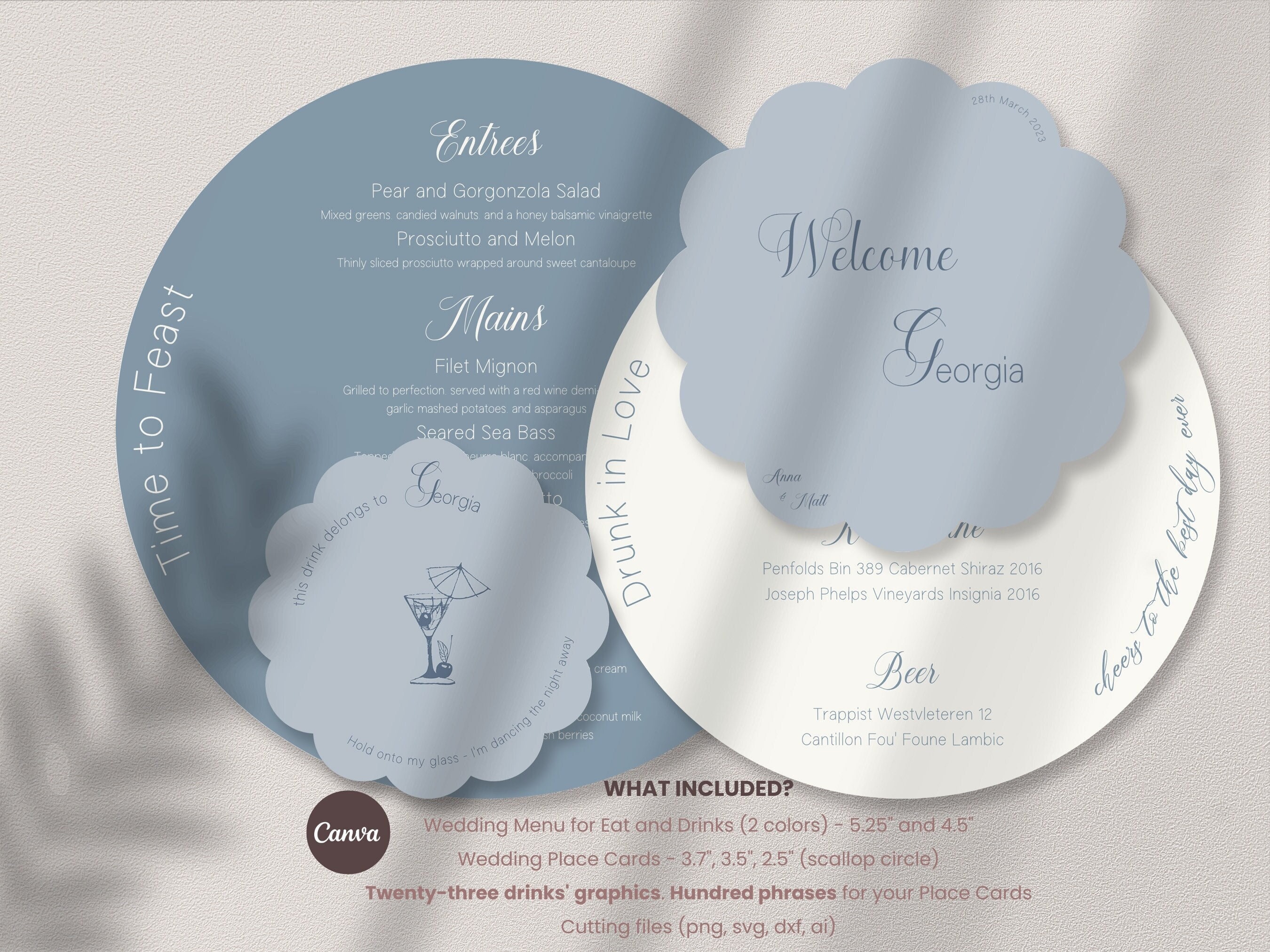 Computer Round Menu Cards Printable