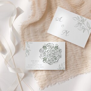 Sage Green Custom QR Code RSVP, Editable Modern Response Card ...