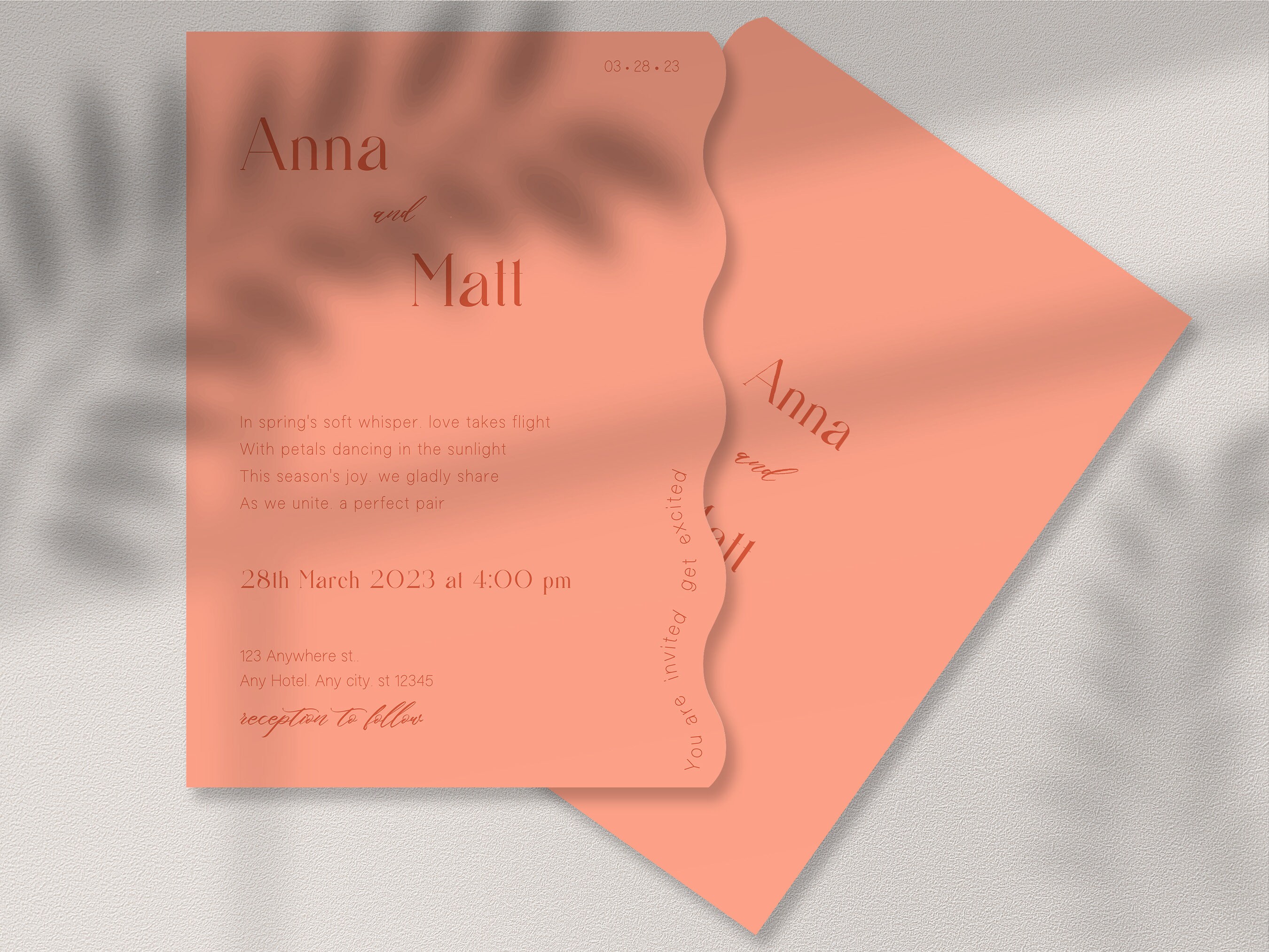 Wedding Invitation Suite With Poems Orange Wedding Stationary Sunset ...