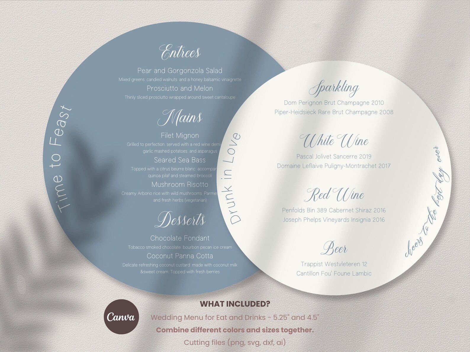 Wedding Menu Boho Menu Card Modern Round Menu Modern Drink Menu ...