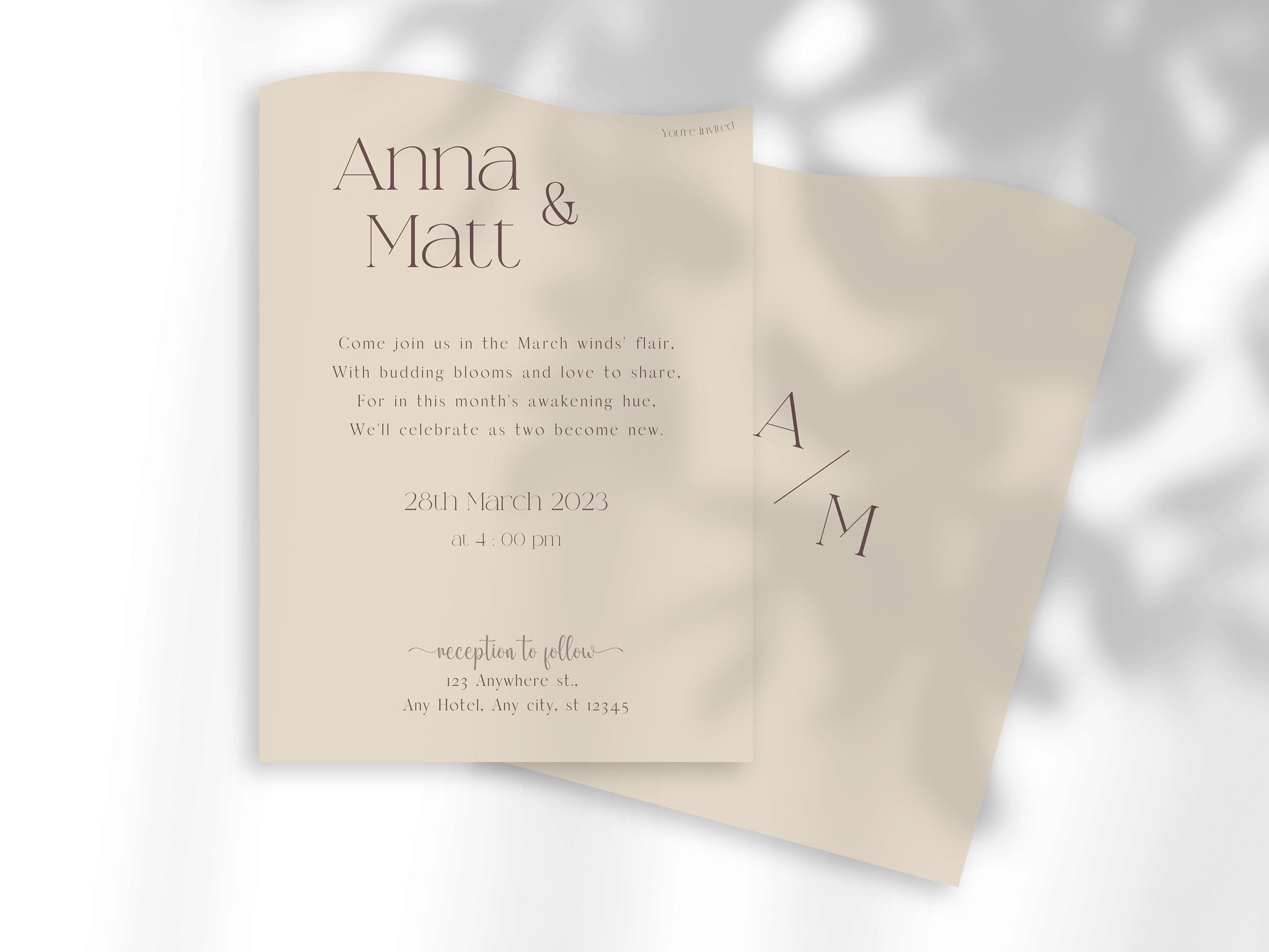 Wedding Invitation Suite Boho Invitation Set Modern Curved Wedding ...