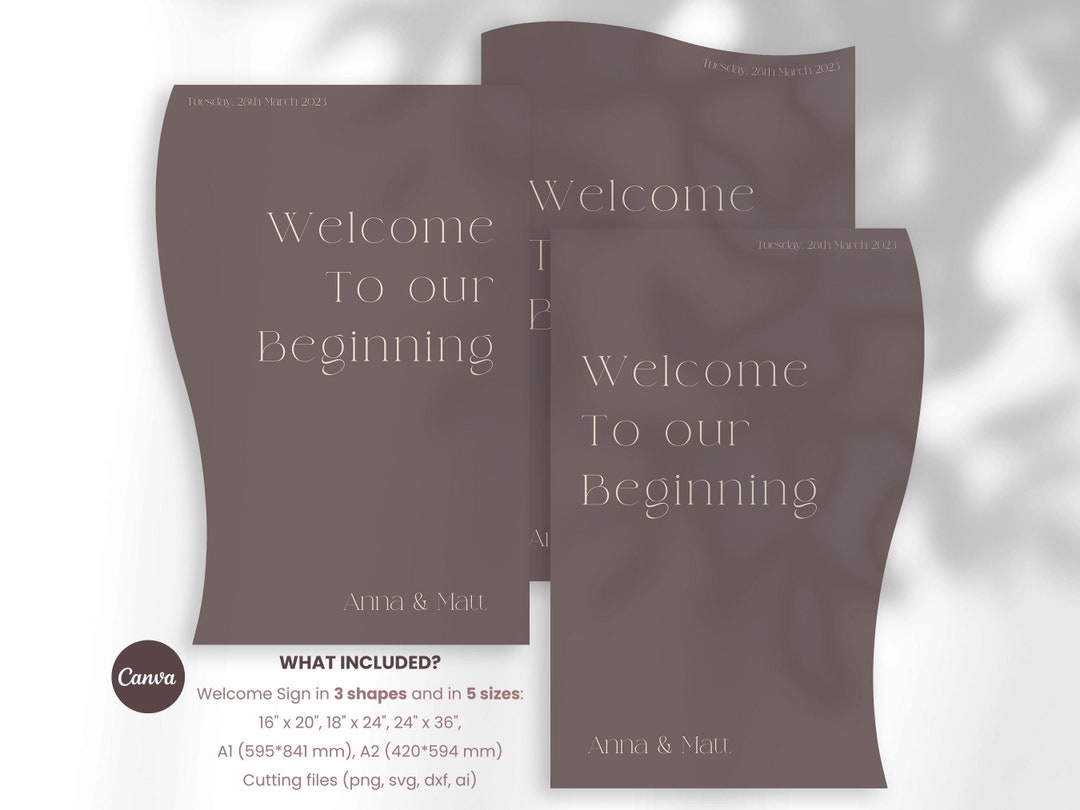 Wedding Welcome Sign Boho Wedding Sign Modern Curved Welcome Poster ...