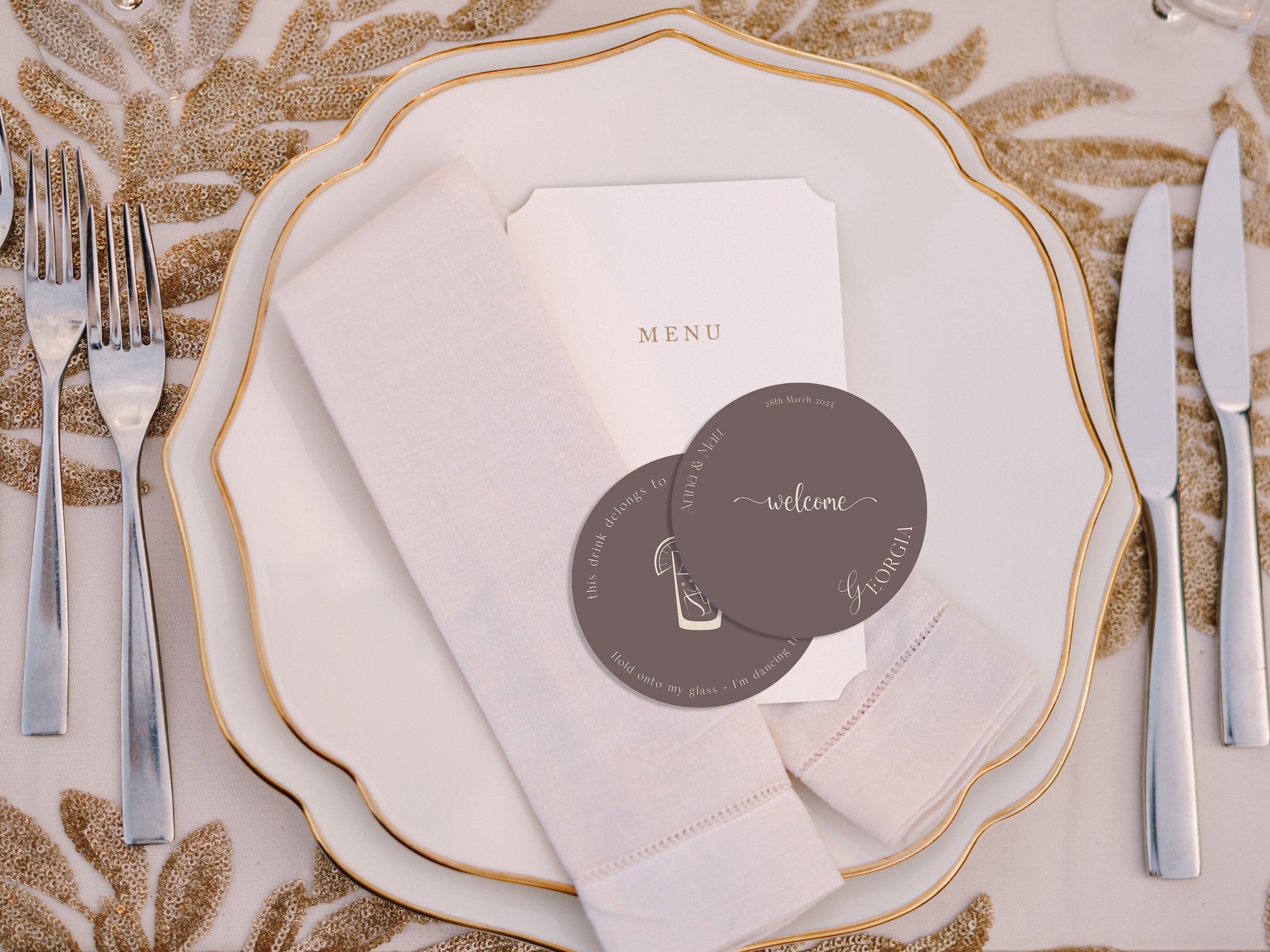 Wedding Place Card Boho Wedding Place Card Modern Round Place Card ...