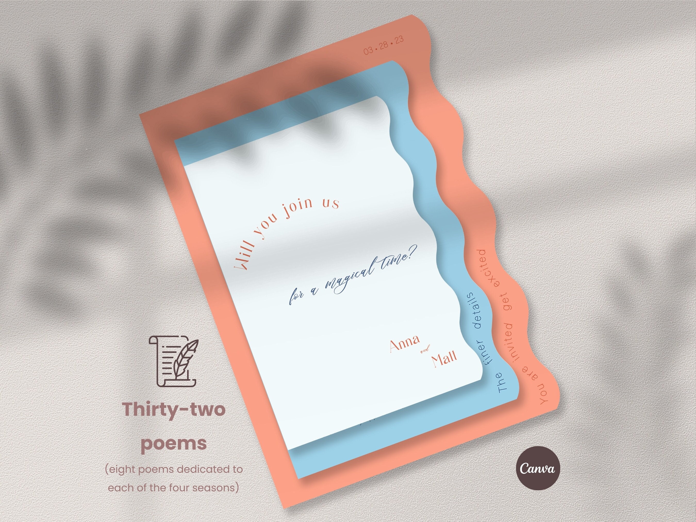 Wedding Invitation Suite With Poems Orange Wedding Stationary Sunset ...