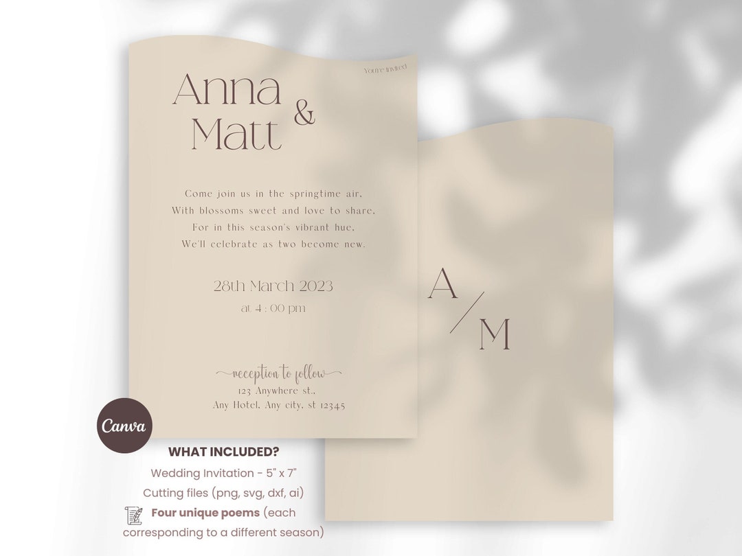 Wedding Invitation Boho Invitation Modern Curved Wedding Invite ...