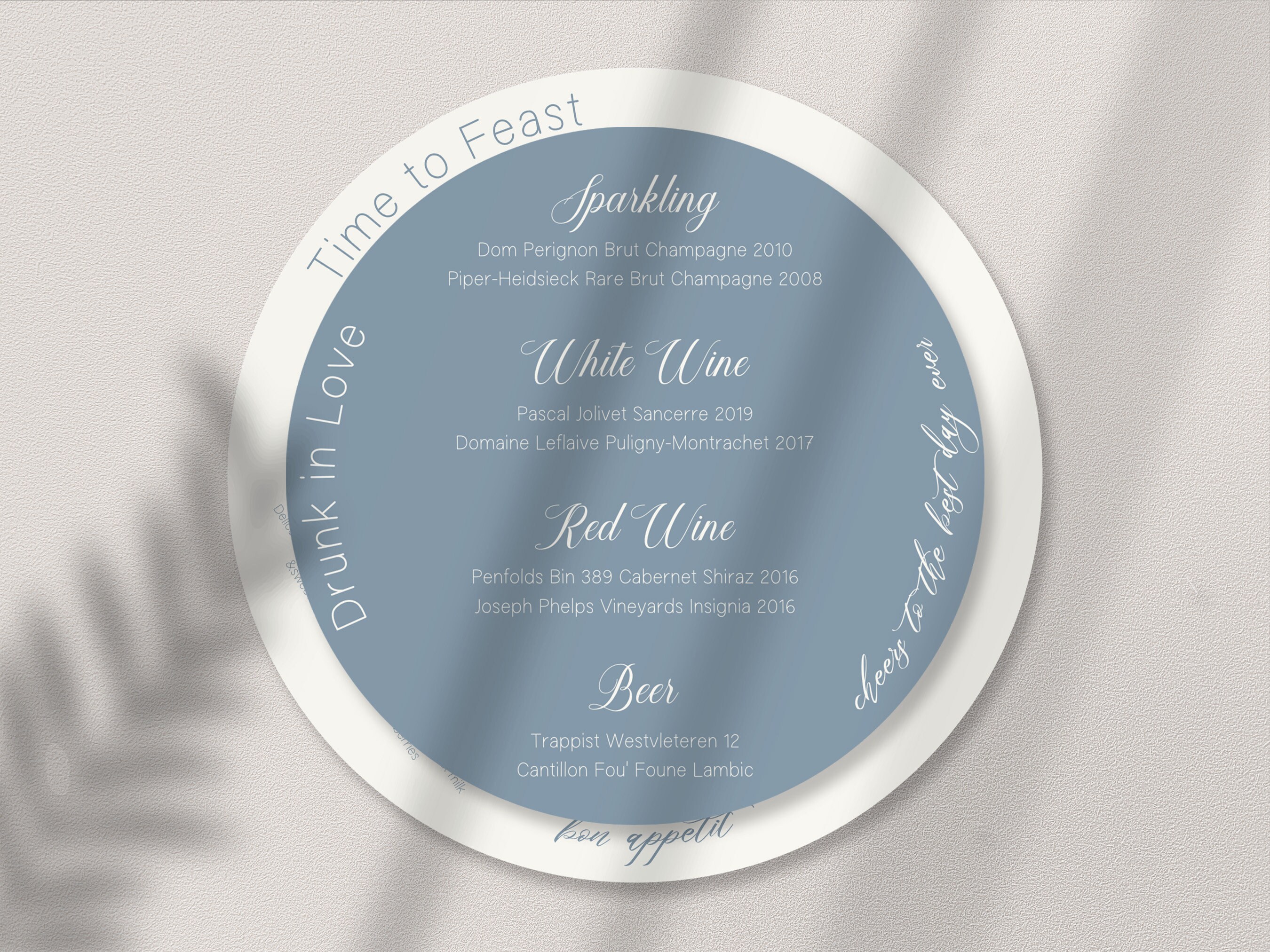 Wedding Menu Boho Menu Card Modern Round Menu Modern Drink Menu ...