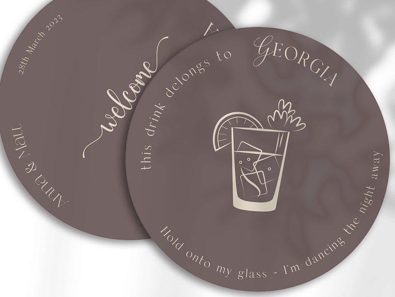 Wedding Place Card Boho Wedding Place Card Modern Round Place Card ...