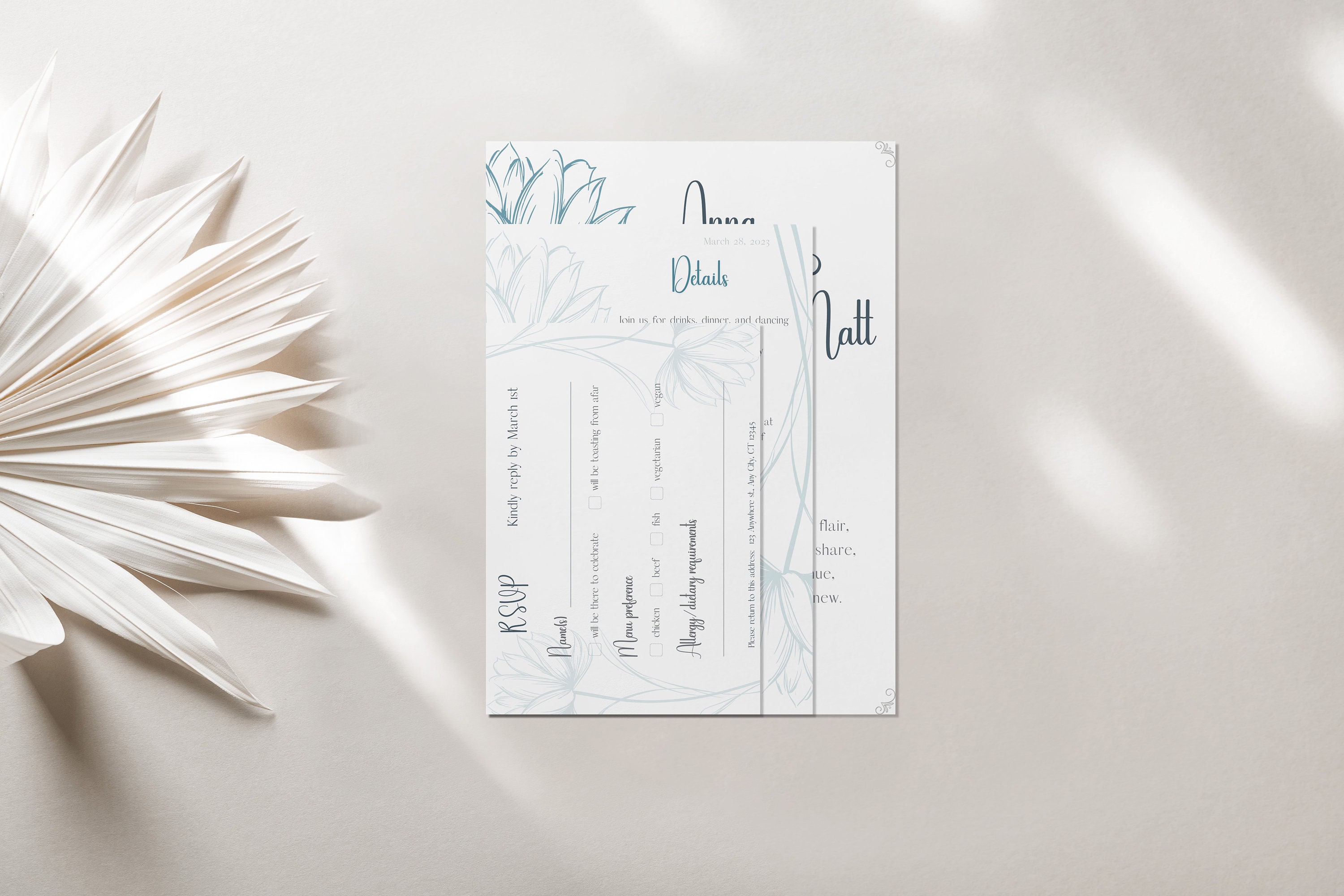 Minimalist Flower Wedding Invitation Suite Template With Unique ...