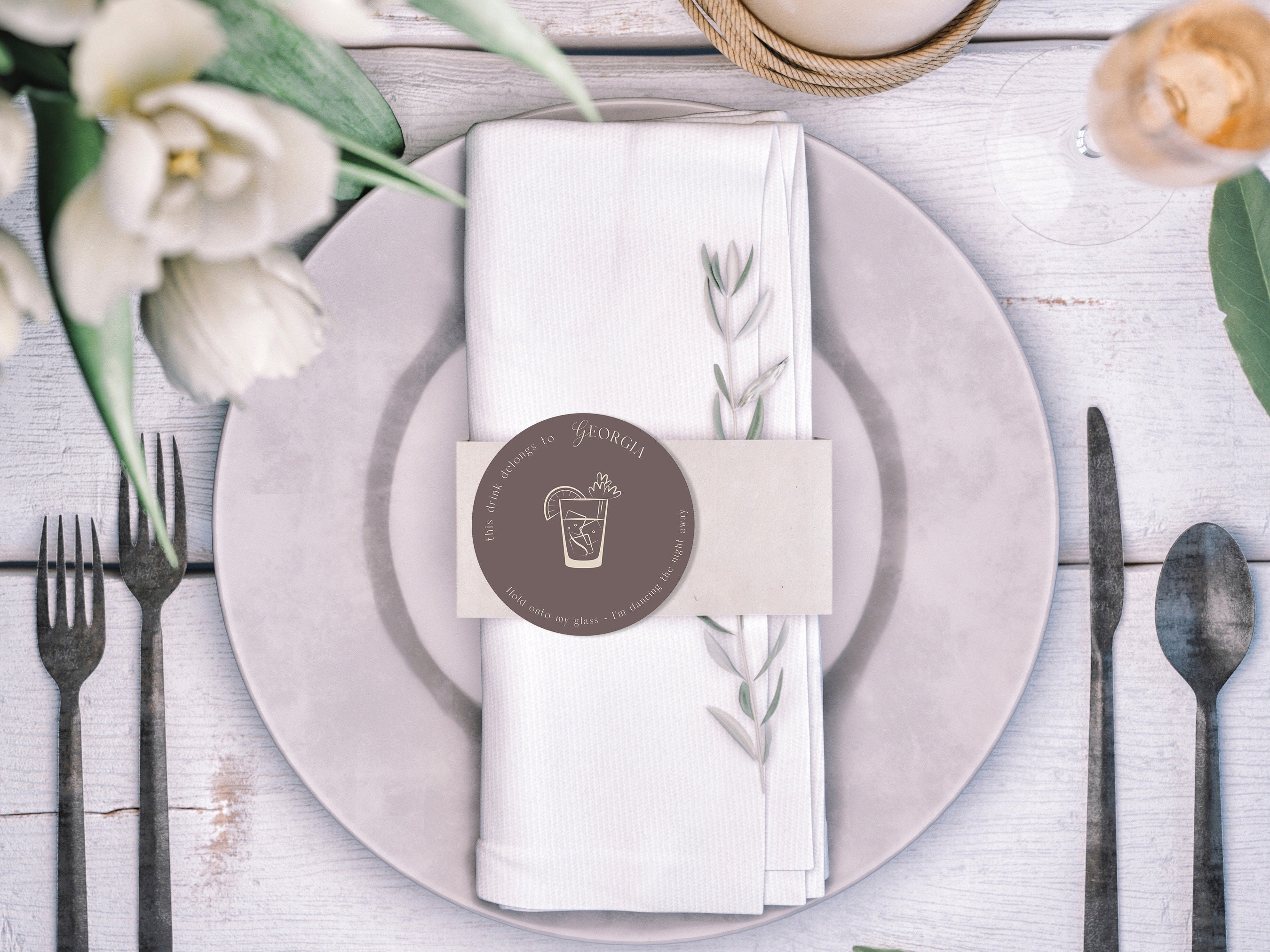 Wedding Place Card Boho Wedding Place Card Modern Round Place Card ...