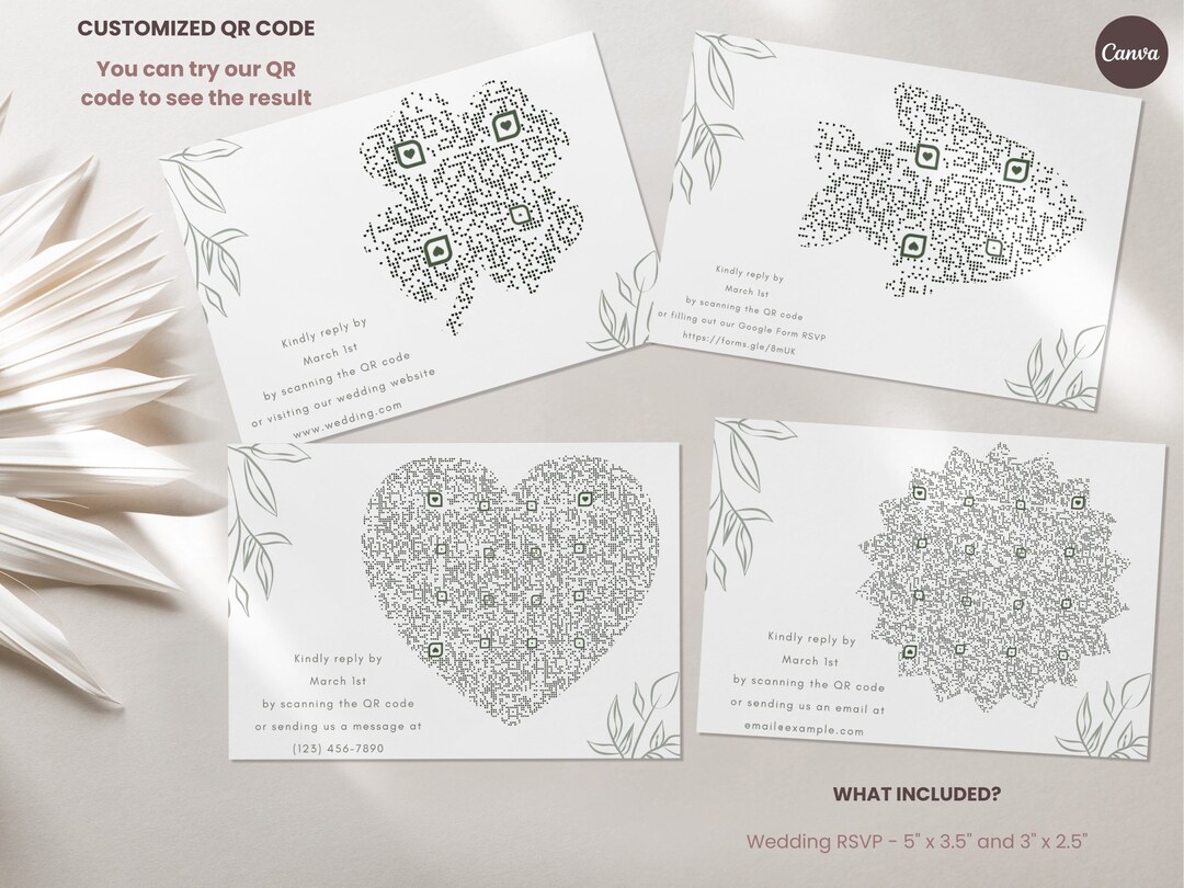 Sage Green Custom QR Code RSVP, Editable Modern Response Card ...