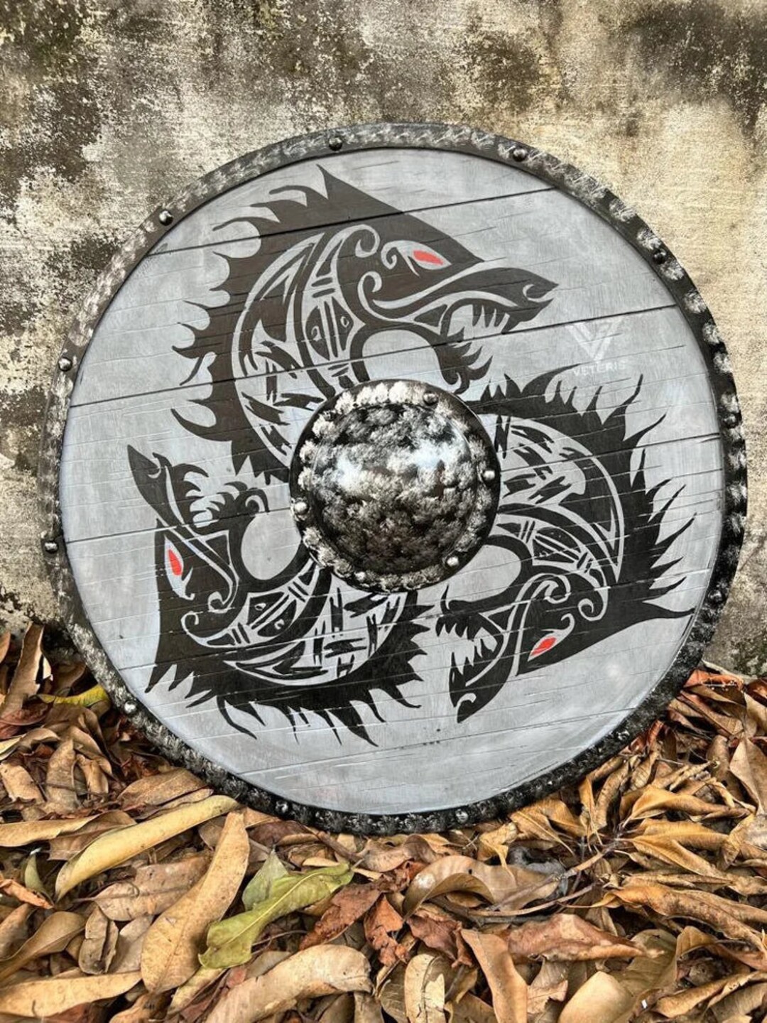 Medieval Viking Dragon Shields Fenrir Grey Wolf Authentic Battle Worn ...