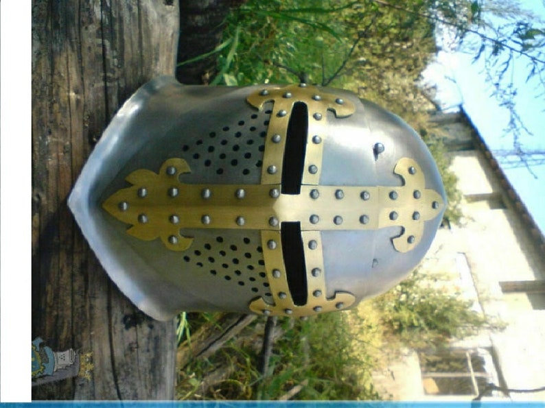 14 Gauge Medieval Knight Armor Helmet With Brass Cross Armor - Etsy