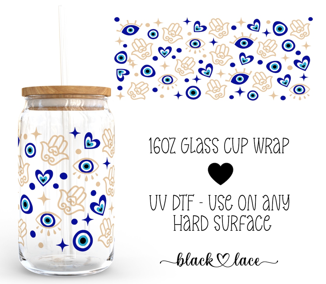 UV DTF Cup Wrap | Libby Beer Can Glass 16oz | Evil Eye | - Etsy