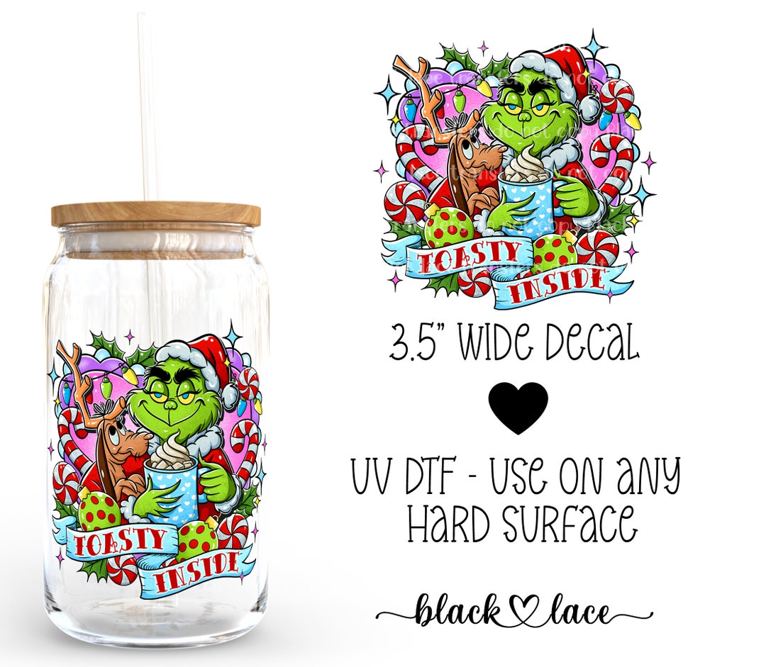 UV DTF Cup Wrap | Libby Beer Can Glass 16oz | Toasty Inside Grinch | - Etsy
