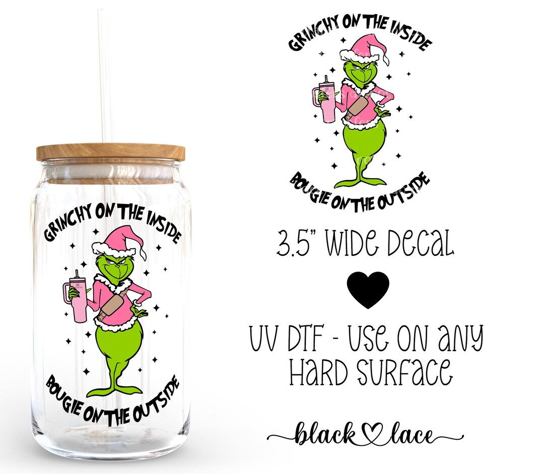 UV DTF Cup Wrap | Libby Beer Can Glass 16oz | Grinch on the Inside ...