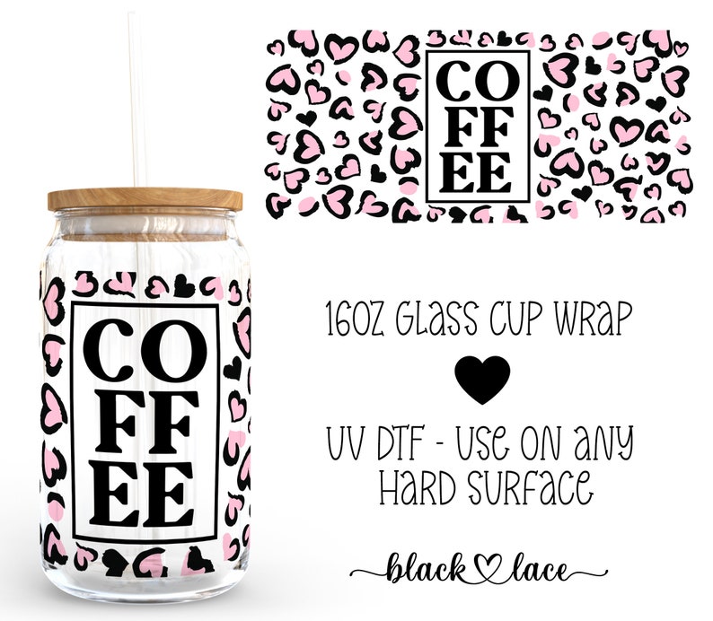 UV DTF Cup Wrap Libby Beer Can Glass 16oz Coffee Pink Leopard - Etsy