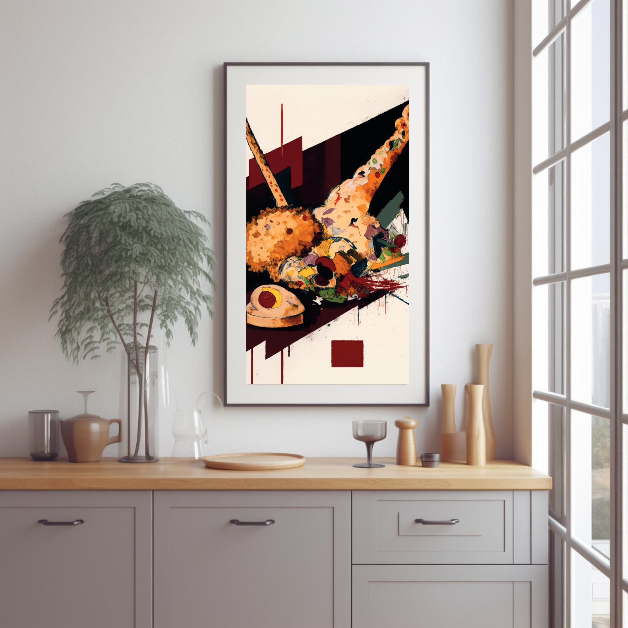 Chicken Joy, Abstract Food Art, Exhibition Poster, Modern Kitchen Art ...