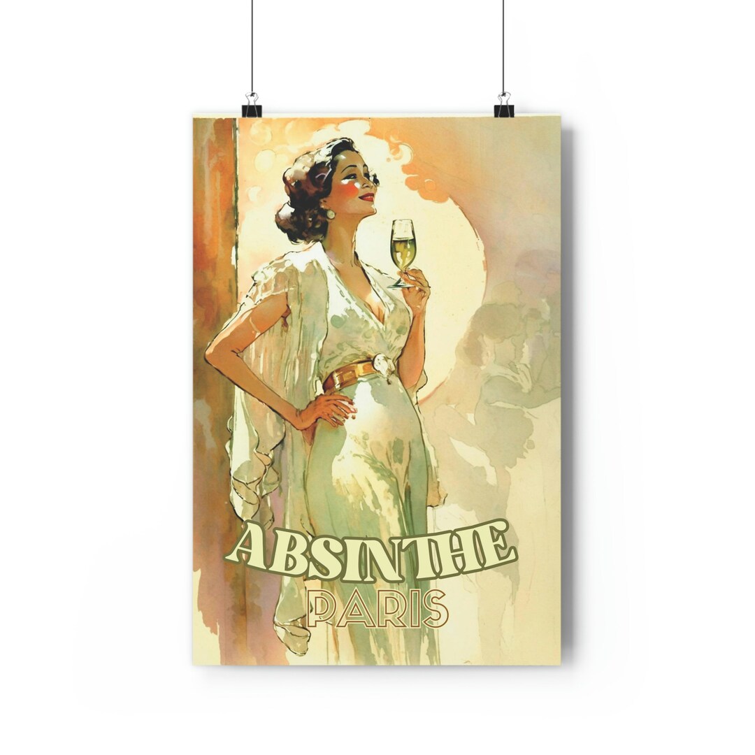 Absinthe Print, Art Nouveau, Beautiful AI Art, Vintage Wine Bar Wall ...